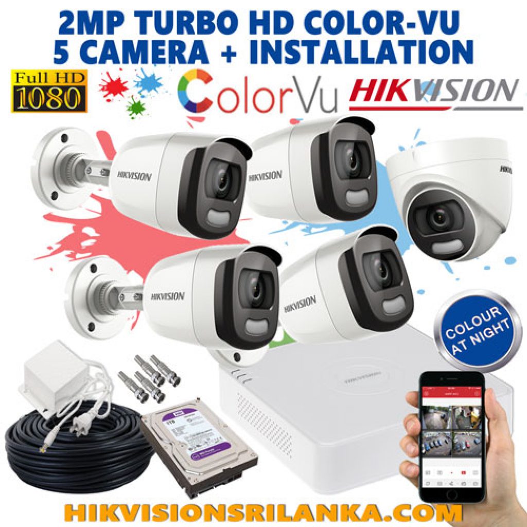 2MP Color Night Vision Camera Hikvision 5 CCTV Package – Surplus