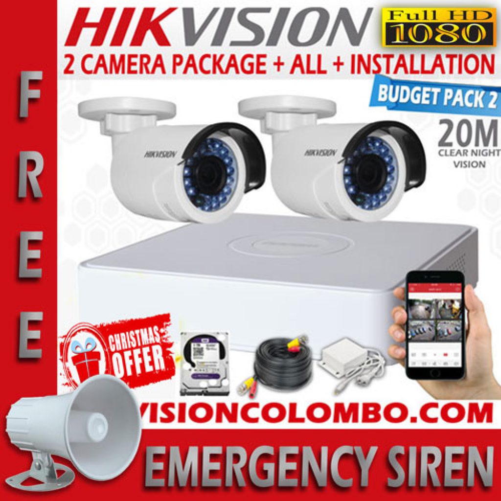 HIKVISION 25% OFF TURBO HD 1080P 2 CAMERA SYSTEM WITH FREE EMERGENCY ...