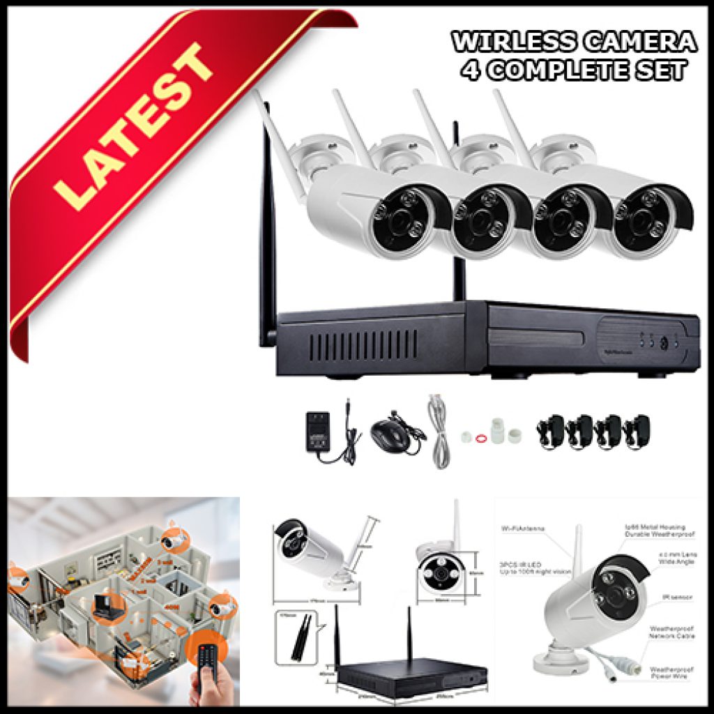CCTV WIRELESS 4 CAMERA SET NVR – Surplus