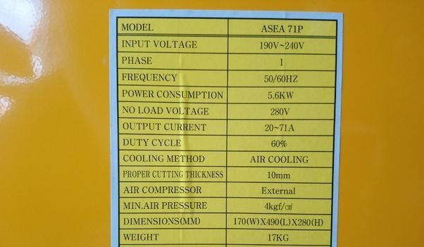 Air Plasma Cutter ASEA 71P Made in Korea – Surplus