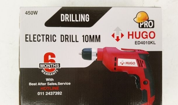 HUGO ED-4010-KL Electric Drill 3/8″ (10 mm) Keyless chuck 450 Wattts ...